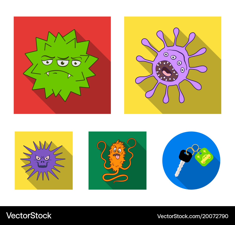 Different types of microbes and viruses Royalty Free Vector