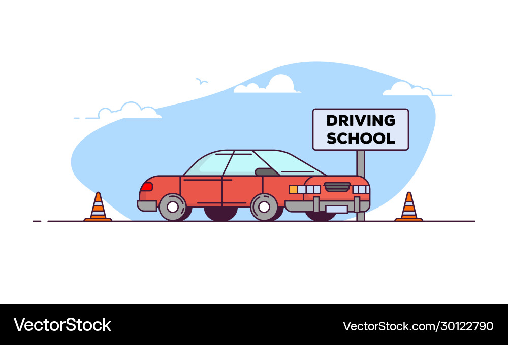 Driving school car Royalty Free Vector Image - VectorStock