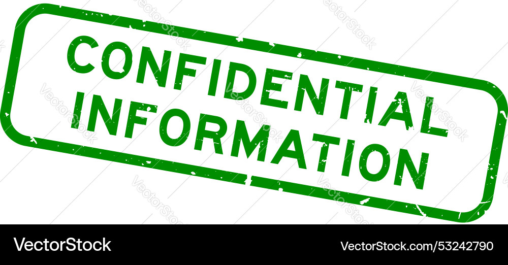 Grunge green confidential information word square Vector Image