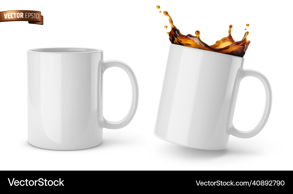 Realistic mugs Royalty Free Vector Image - VectorStock