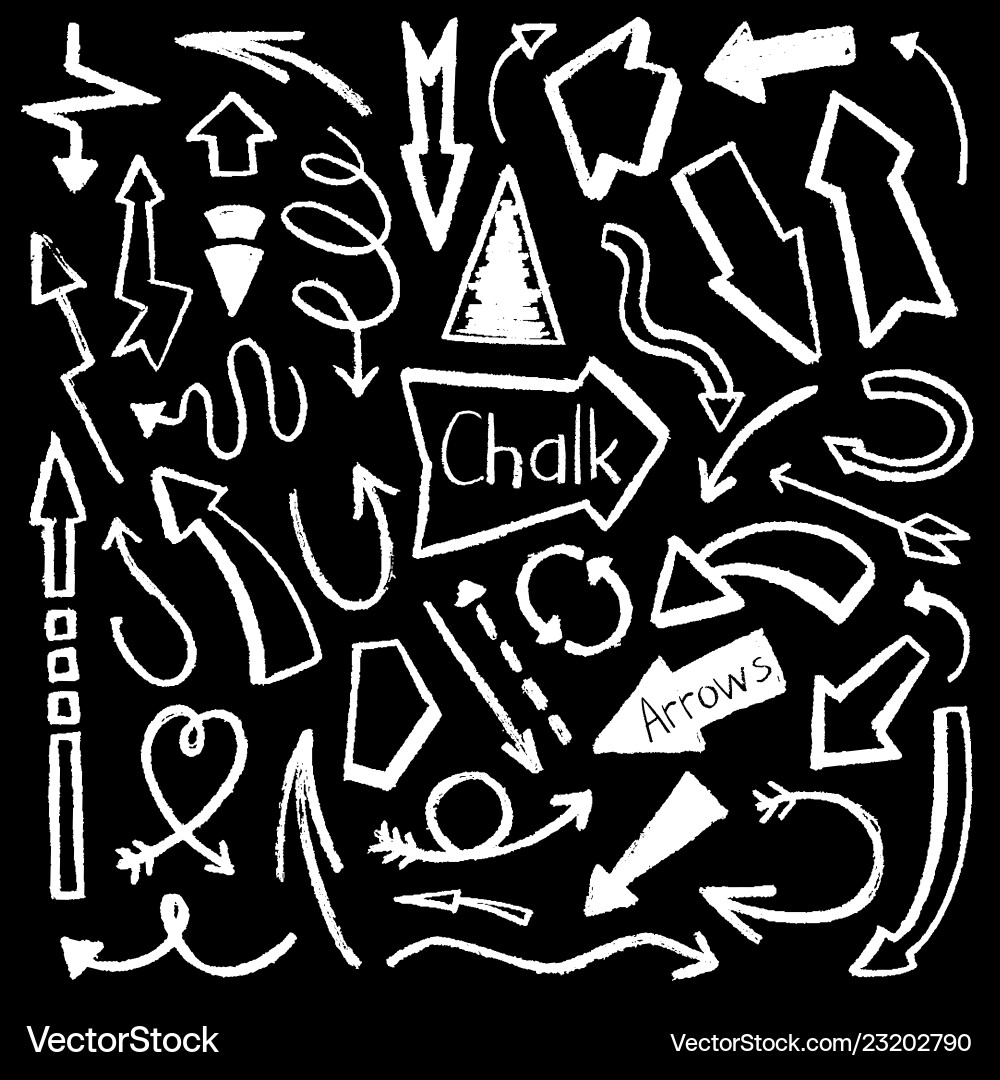 White chalk arrows arrow chalkboard doodle Vector Image