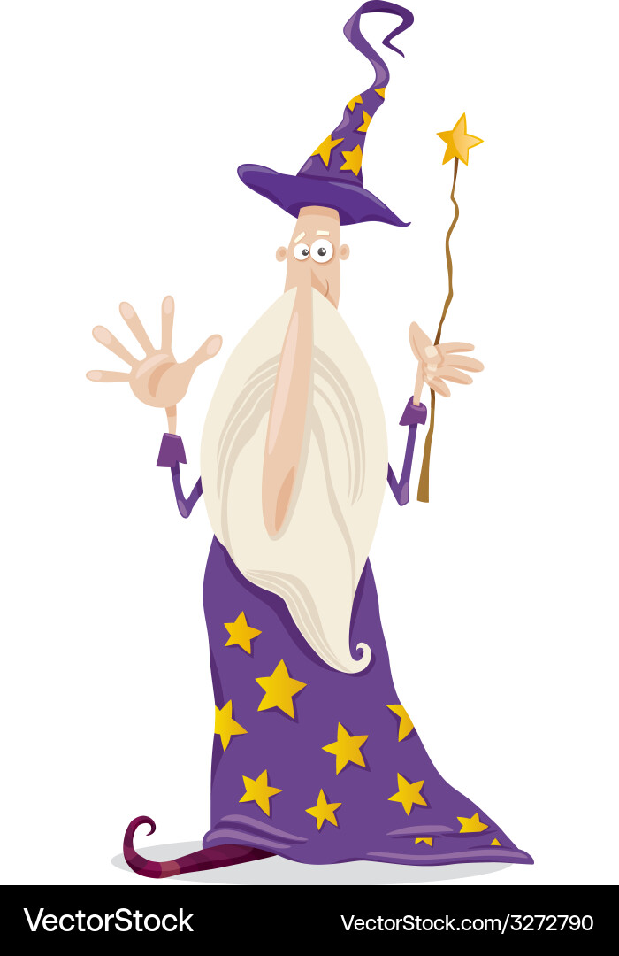 Wizard fantasy cartoon Royalty Free Vector Image