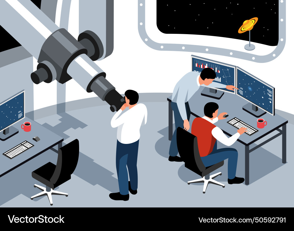 Astronomy isometric horizontal Royalty Free Vector Image