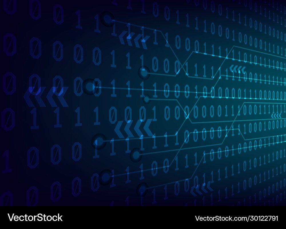 Binary numeral system with modern circuit Vector Image