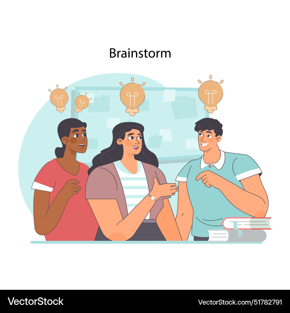 Brainstorming session concept flat Royalty Free Vector Image