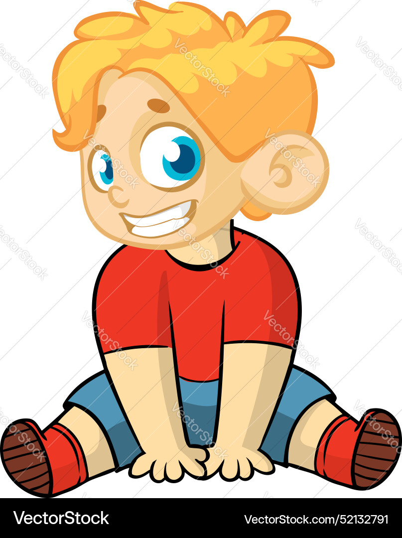 Cute cartoon little boy sitting Royalty Free Vector Image