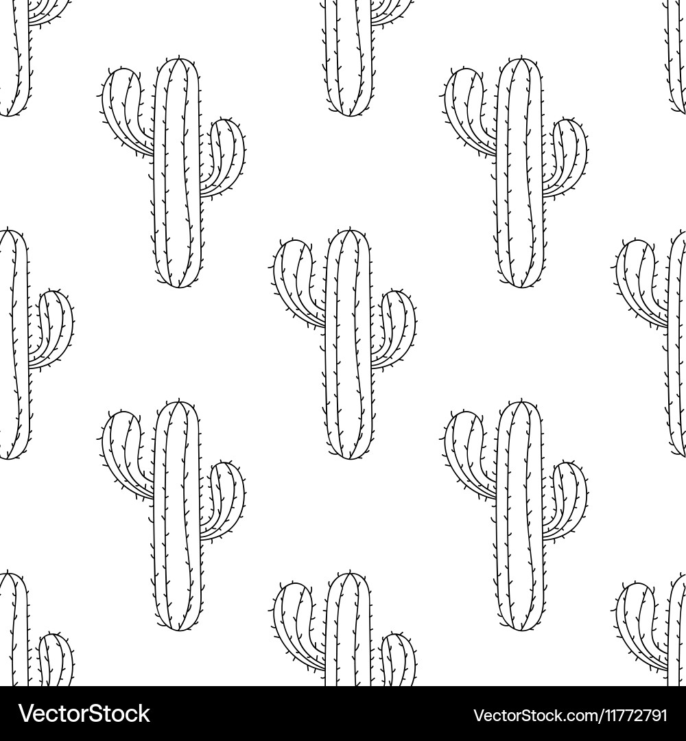 Desert Cactus Seamless Pattern Royalty Free Vector Image