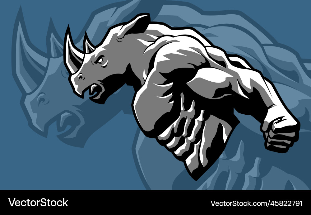 Humanoid rhino charging Royalty Free Vector Image