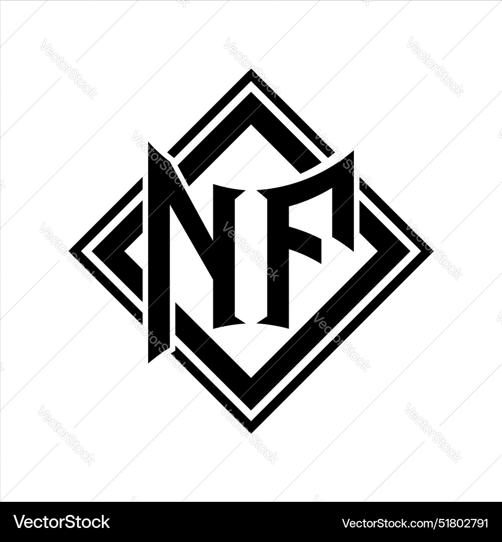 Nf letter logo with abstract shield shape Vector Image