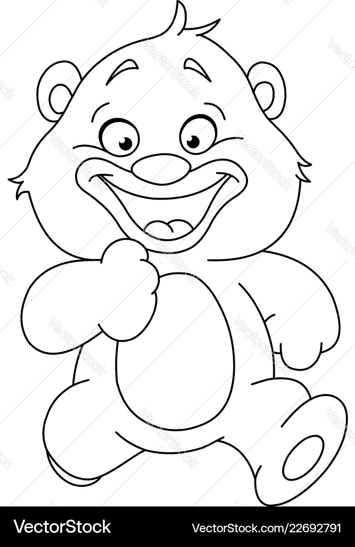 Outlined running teddy bear Royalty Free Vector Image