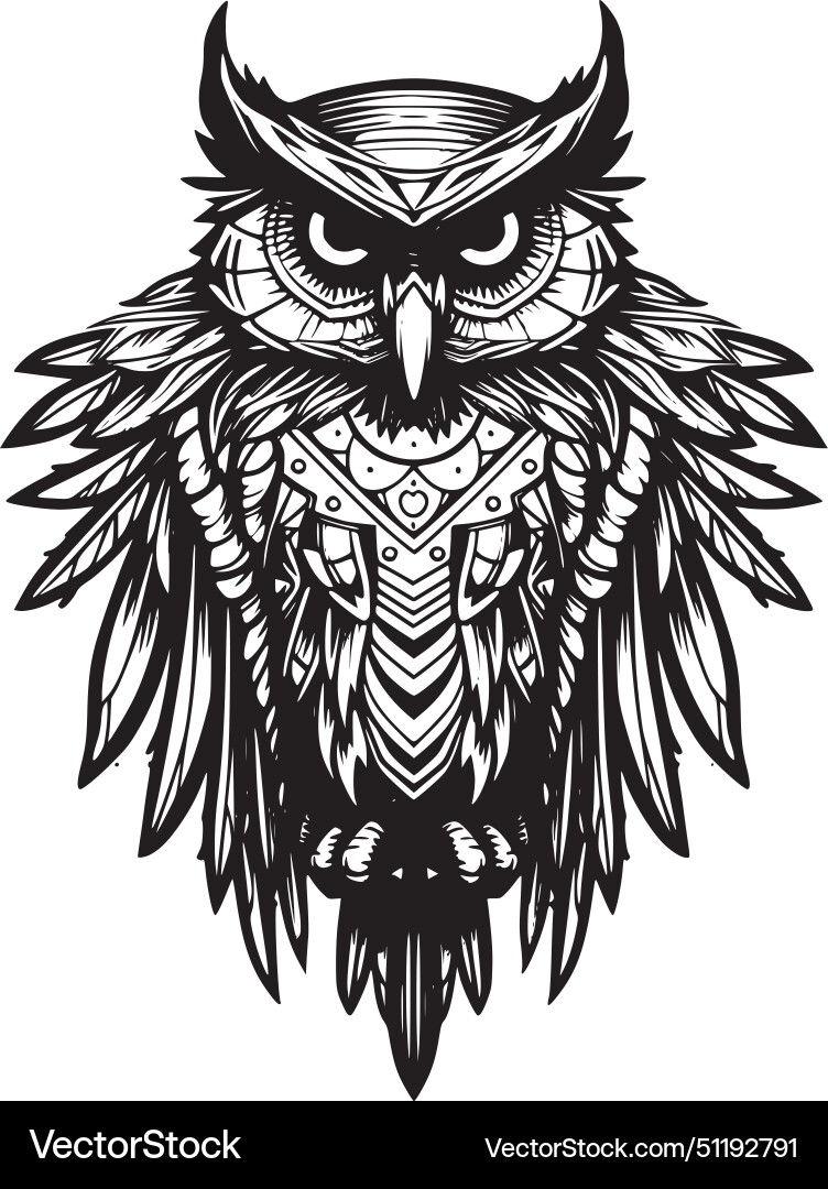 Owl - black and white Royalty Free Vector Image