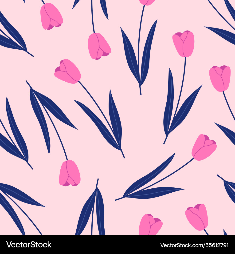 Seamless pattern with tulips Royalty Free Vector Image