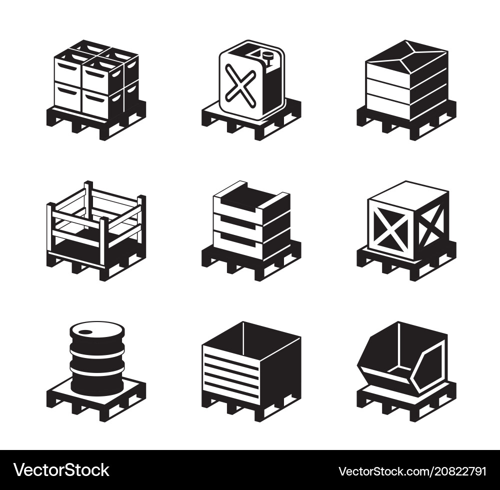 Shipping Pallets with Containers Royalty Free Vector Image