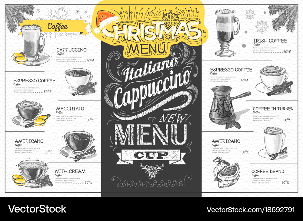 Vintage christmas menu design restaurant Vector Image