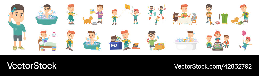 Kids daily routine Royalty Free Vector Image - VectorStock