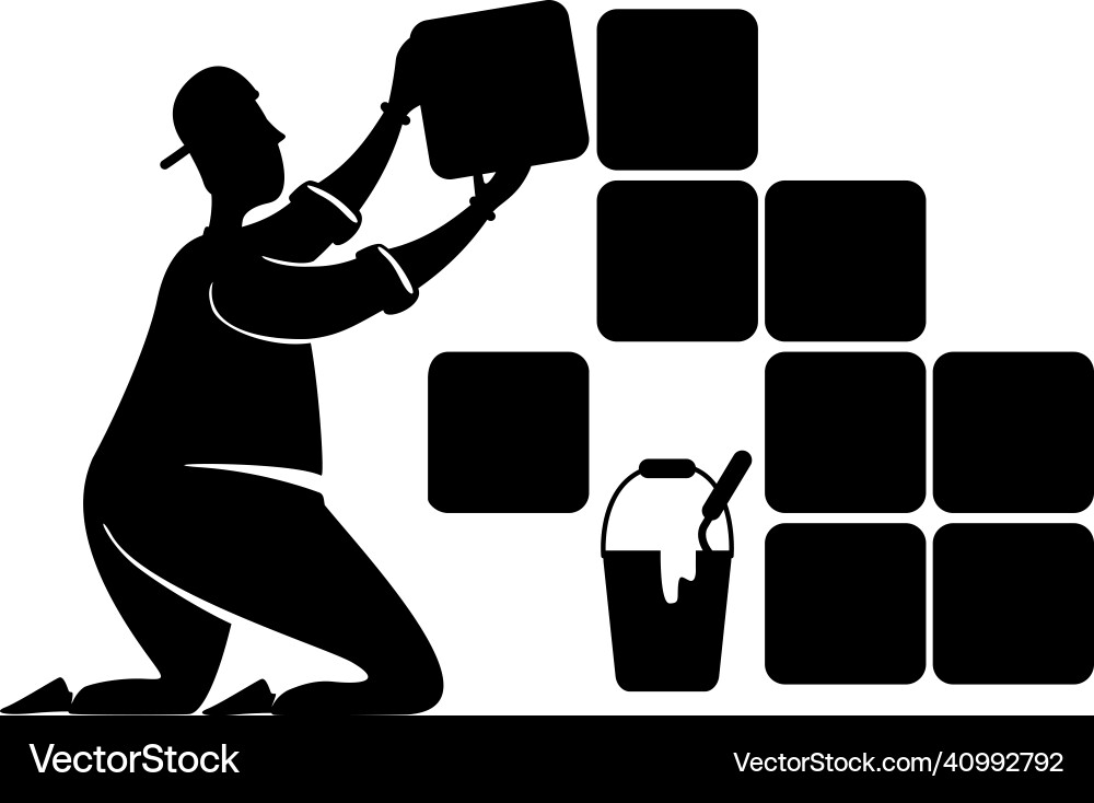 Laying ceramic tiles black silhouette home Vector Image