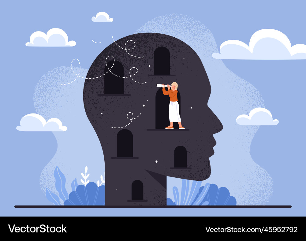 Mental self discovery concept Royalty Free Vector Image