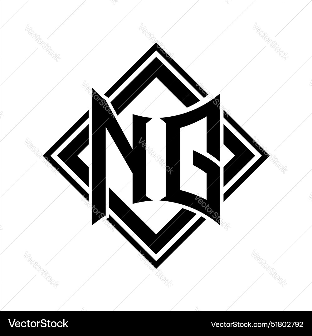 Ng letter logo with abstract shield shape Vector Image