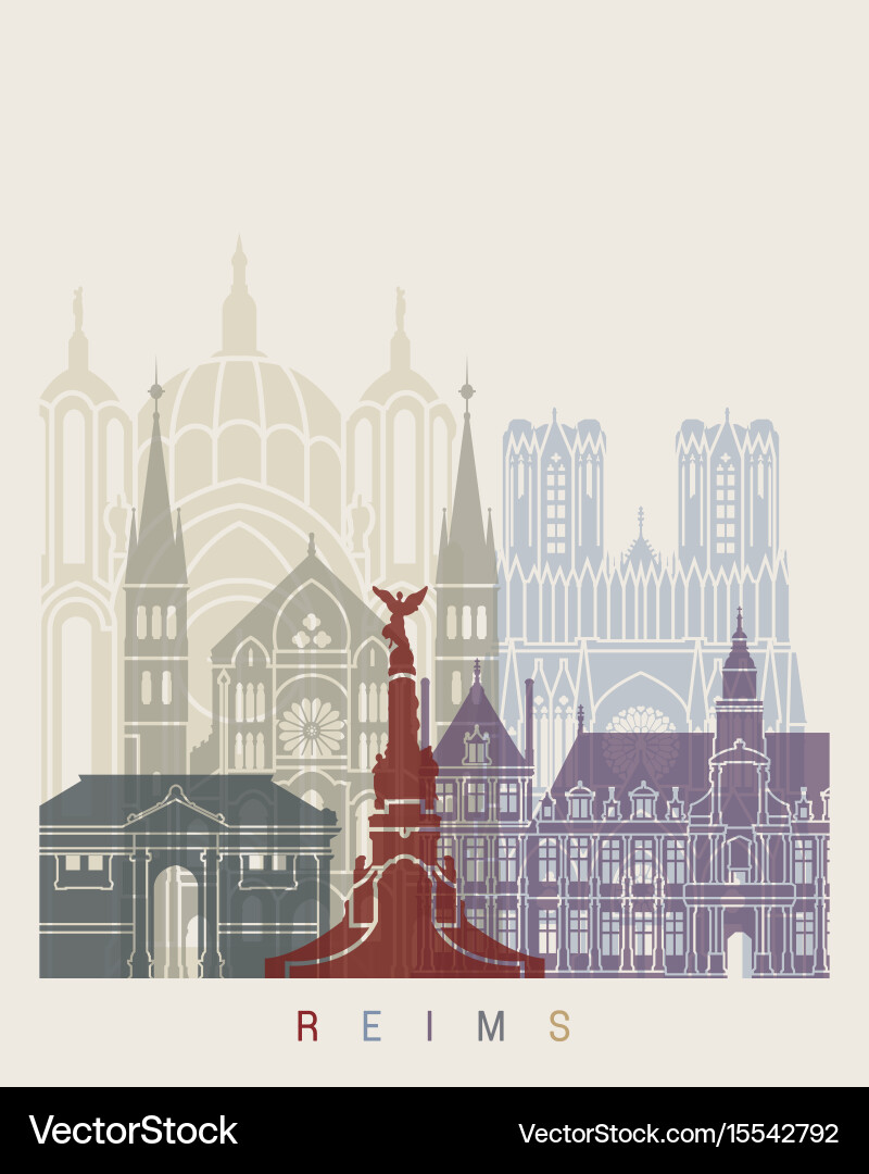 Reims Skyline Poster Lizenzfreies Vektorbild
