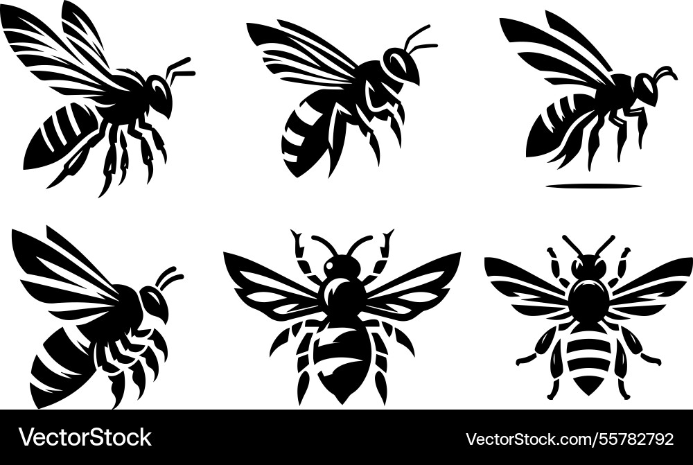 Stylized bee silhouette Royalty Free Vector Image