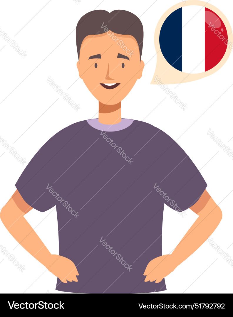 Young man speaking french language learning Vector Image