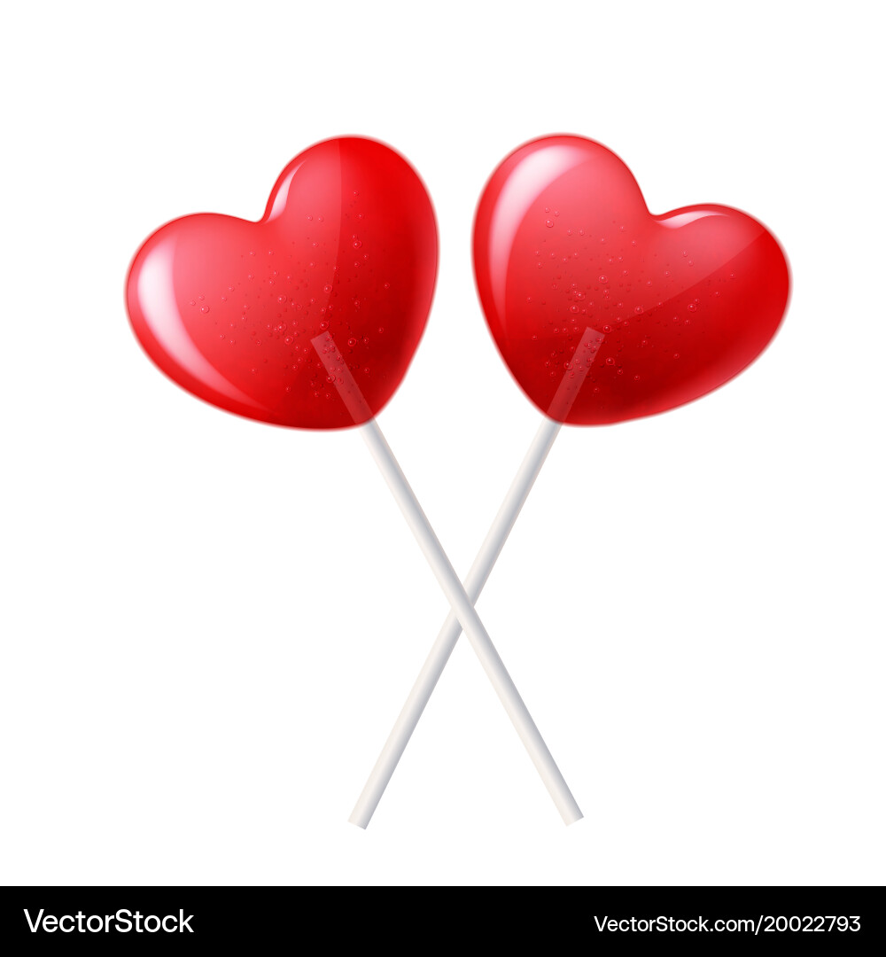 Heart lollipop candy 3d valentine day sweet Vector Image