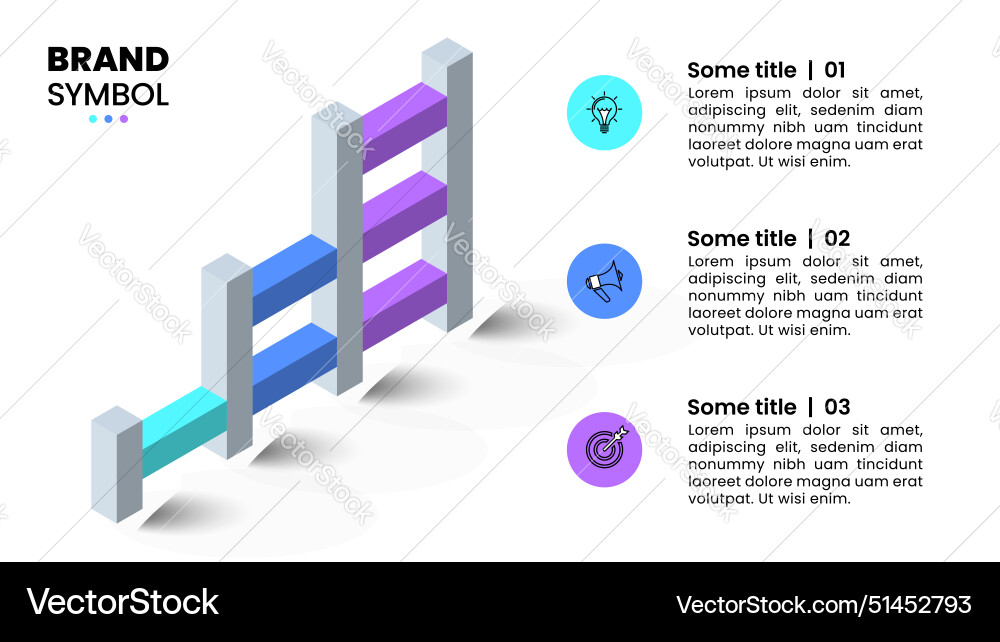 Infographic template isometric stairs with 3 steps