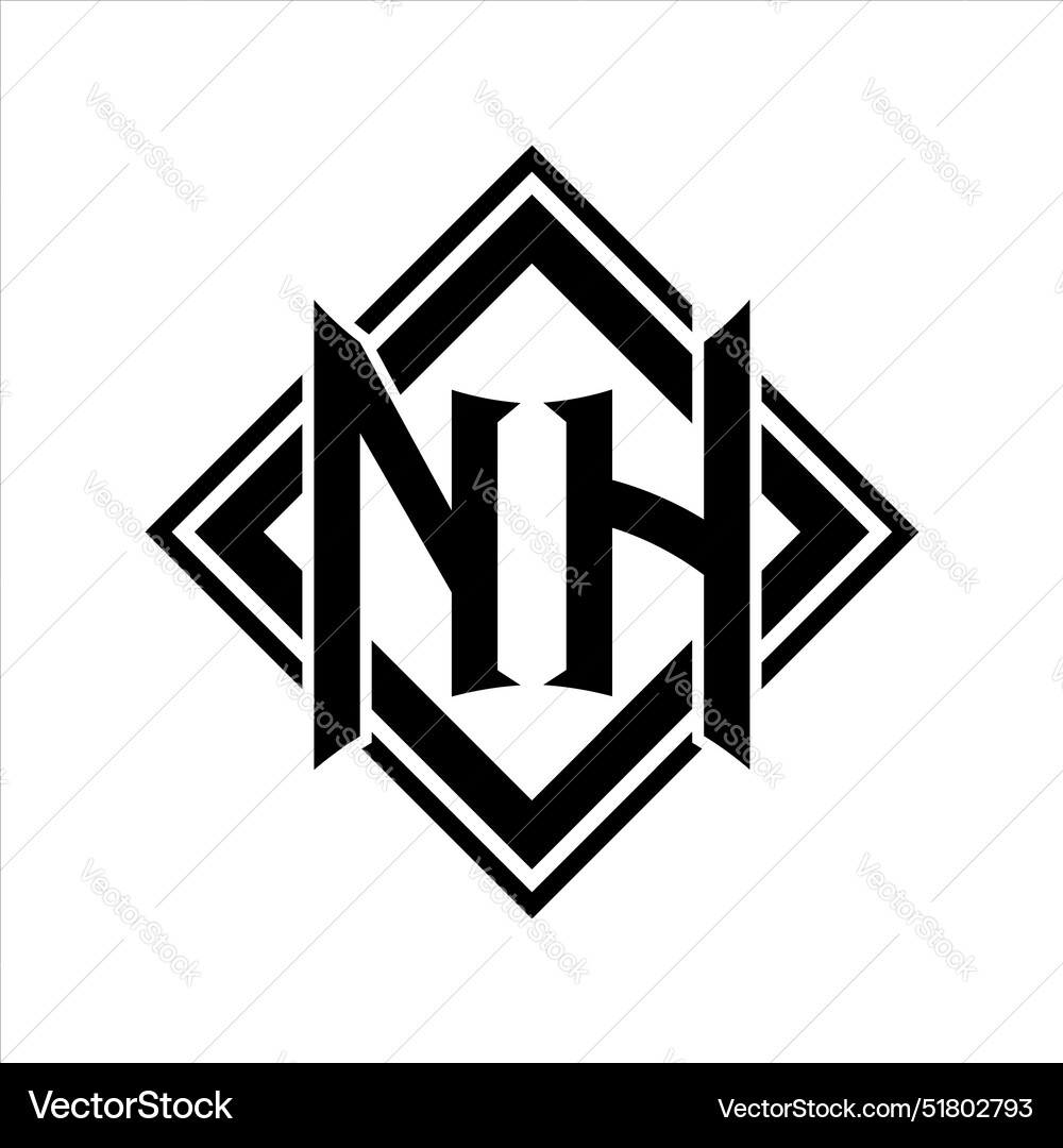 Nh letter logo with abstract shield shape Vector Image