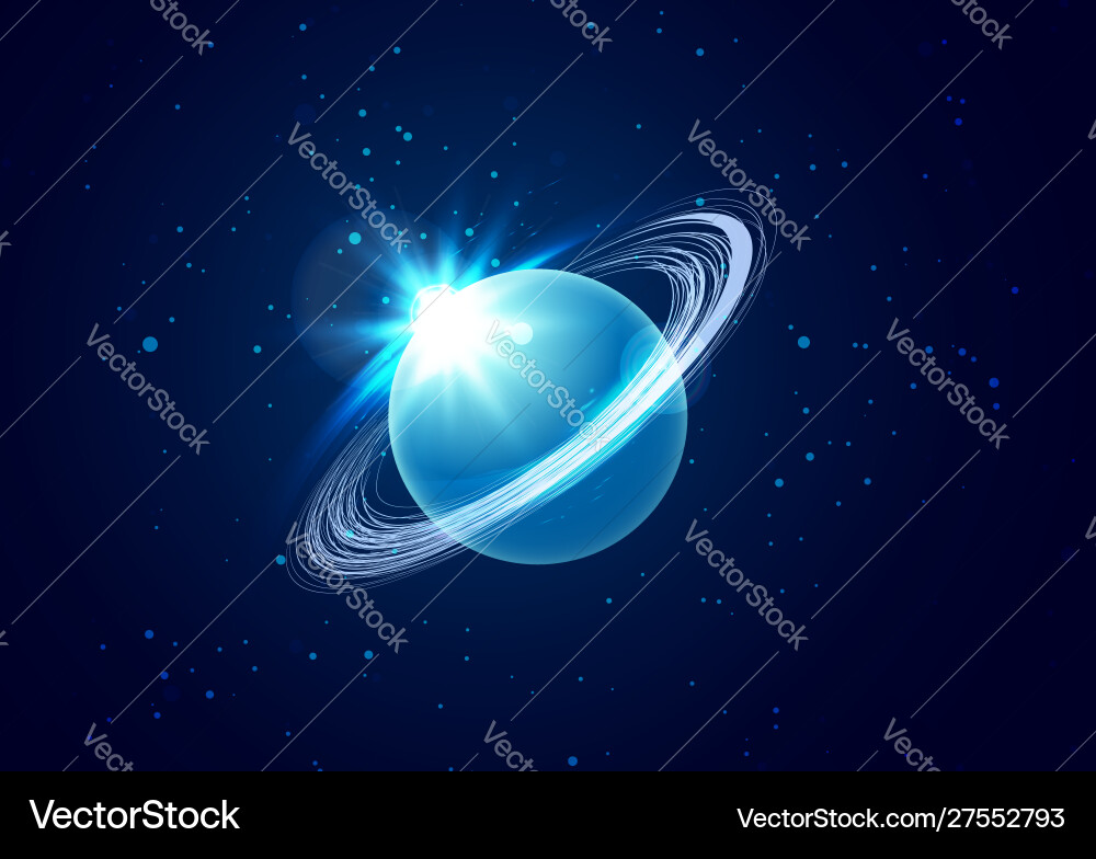 Planet uranus in space background with star Vector Image