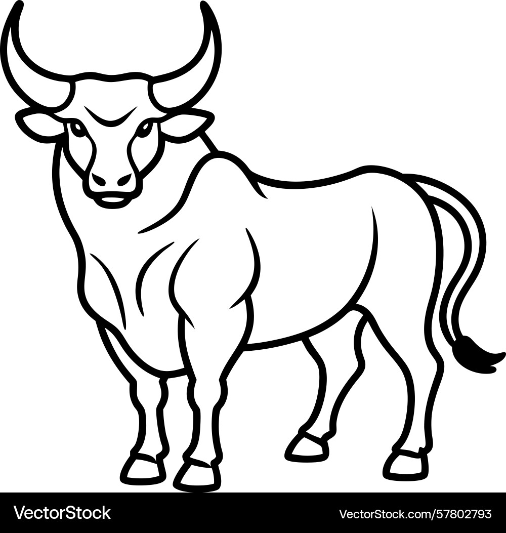 Powerful bull line art strong animal Royalty Free Vector