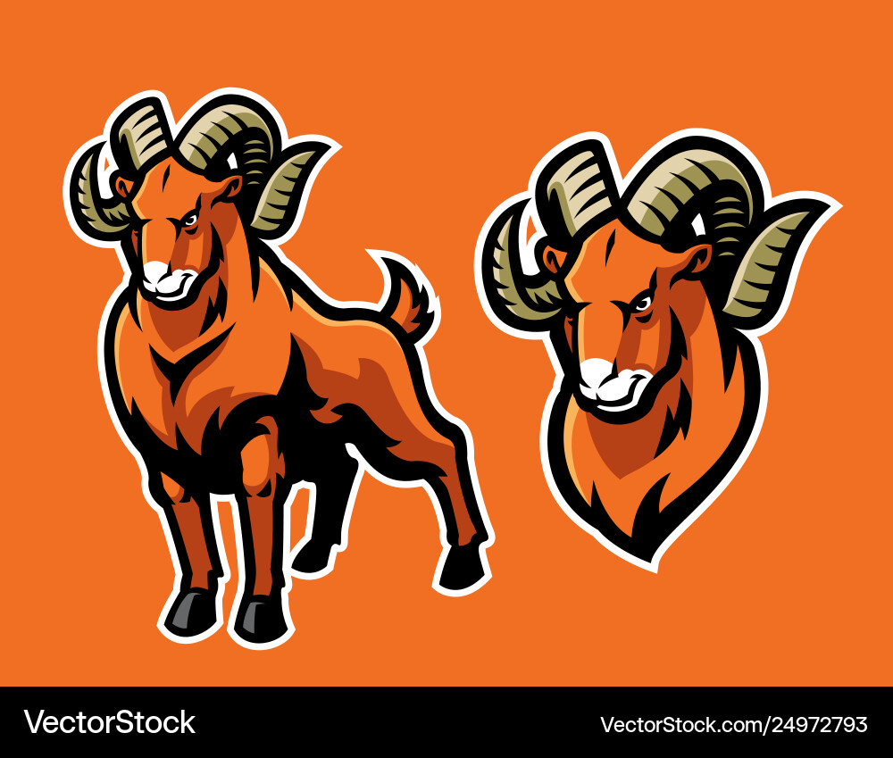 Ram sheep mascot set Royalty Free Vector Image