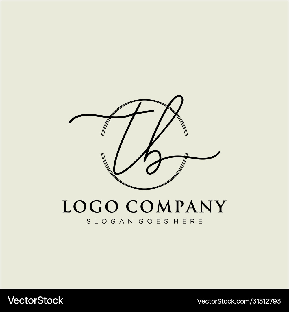 Tb initial handwriting logo design Royalty Free Vector Image