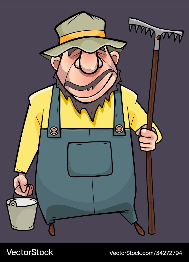 Cheerful Gardener Cartoon Royalty Free Vector Image