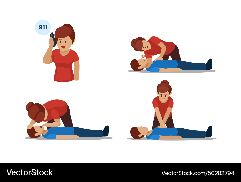 Cpr steps instruction Royalty Free Vector Image