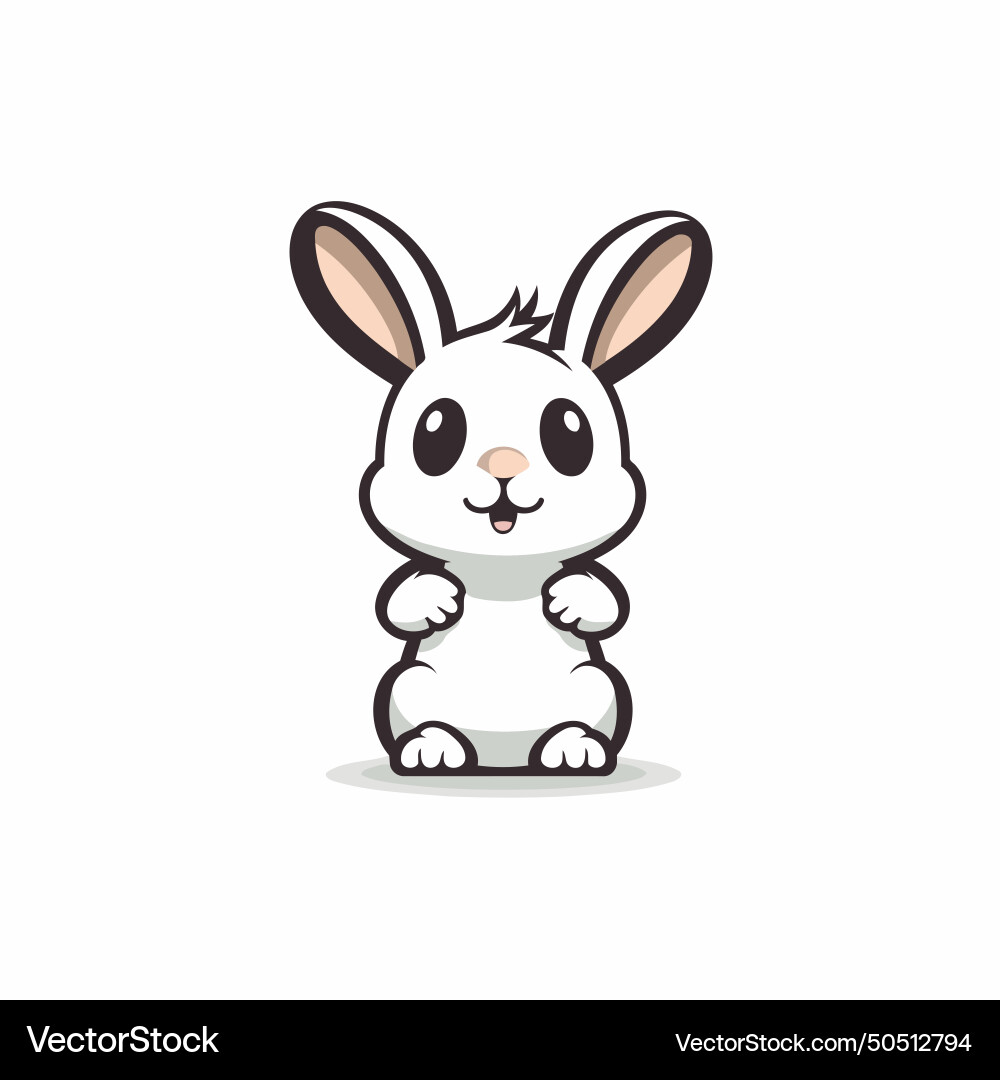 Cute rabbit cartoon character isolated on a white Vector Image
