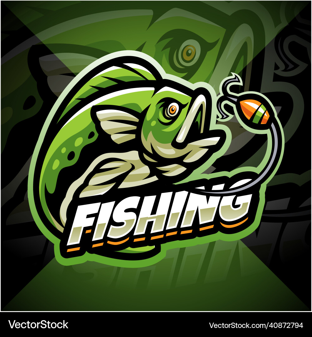 Fishing esport mascot logo design Royalty Free Vector Image