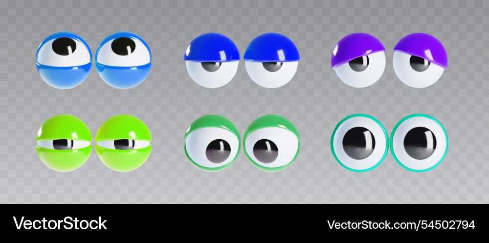 Googly eyes set isolated on transparent background