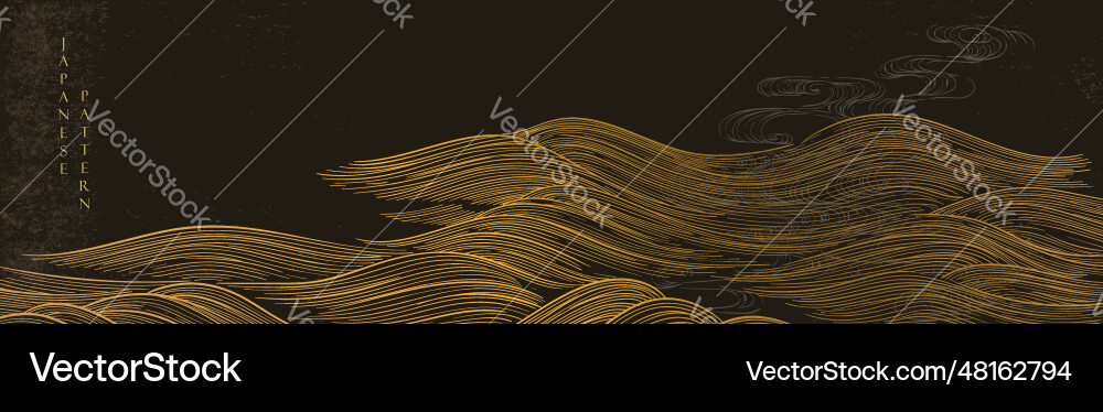 Hand drawn wave element with japanese pattern Vector Image