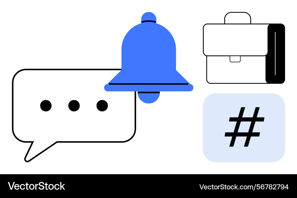 Notification bell speech bubble metadata tag Vector Image