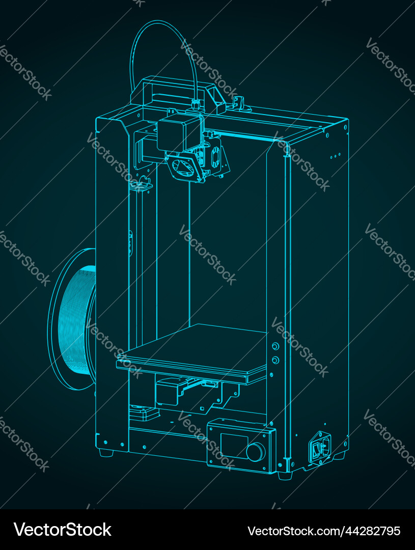 3d printer blueprints Royalty Free Vector Image