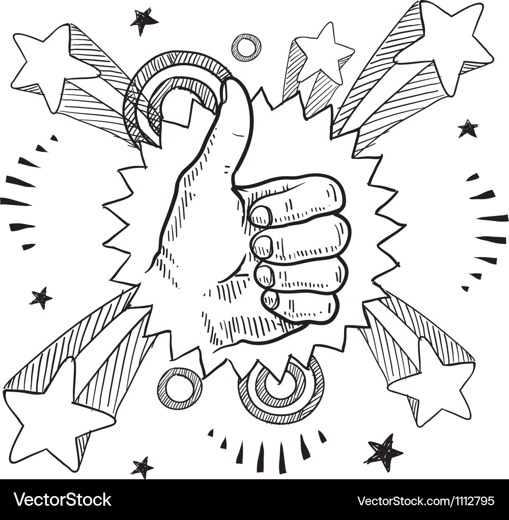 Cheerful Doodle Thumbs Up Royalty Free Vector Image