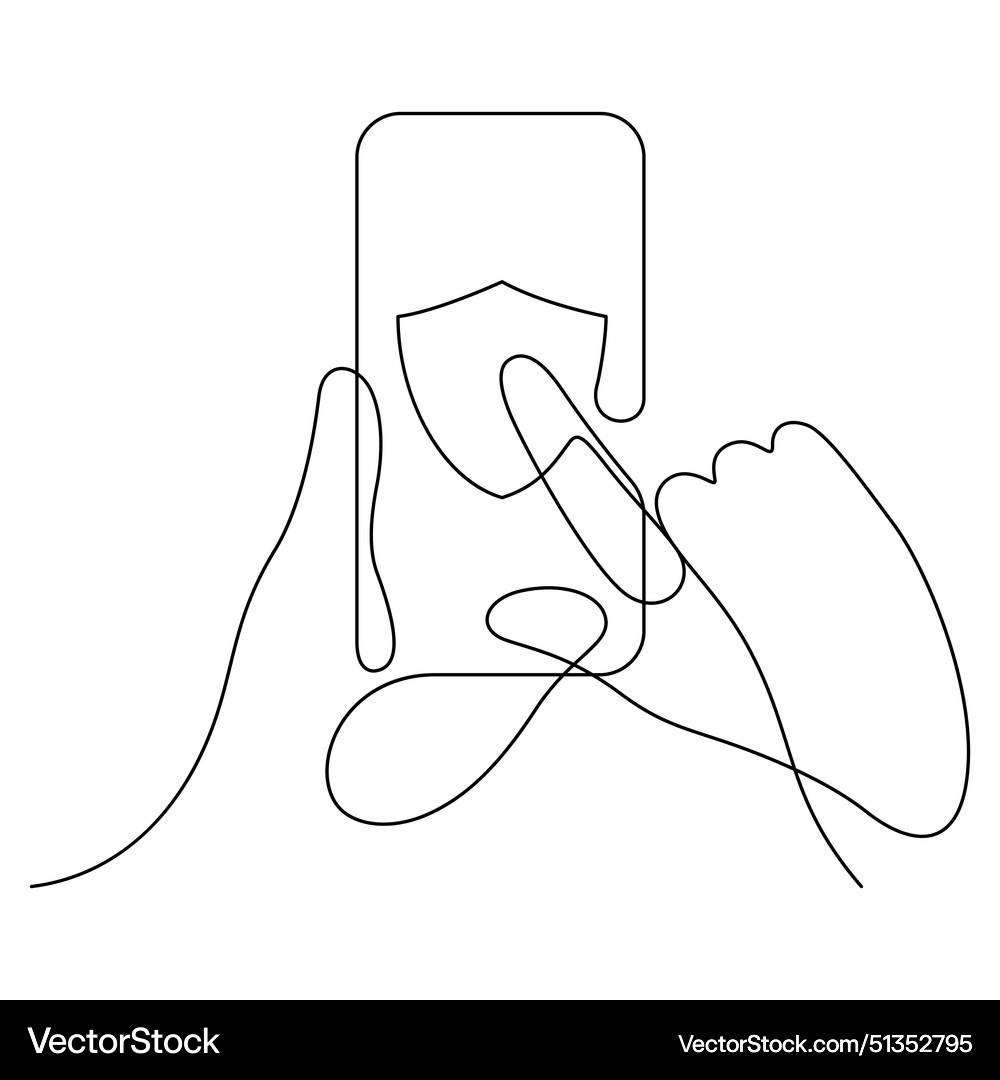 Hand using mobile security privacy app protection Vector Image