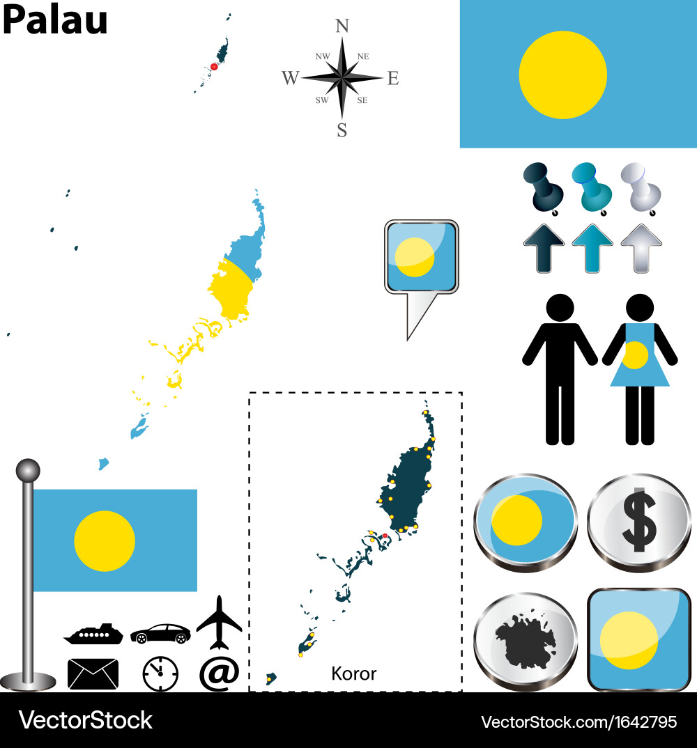 Palau Island Map Royalty Free Vector Image - VectorStock