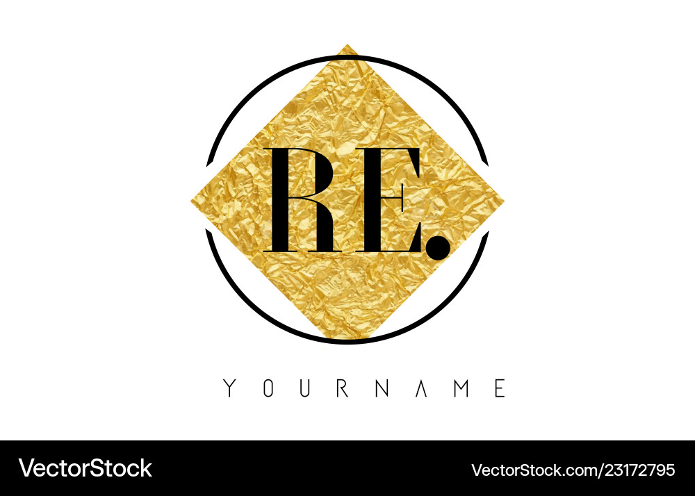 RE Letter Logo - Golden Foil Royalty Free Vector Image