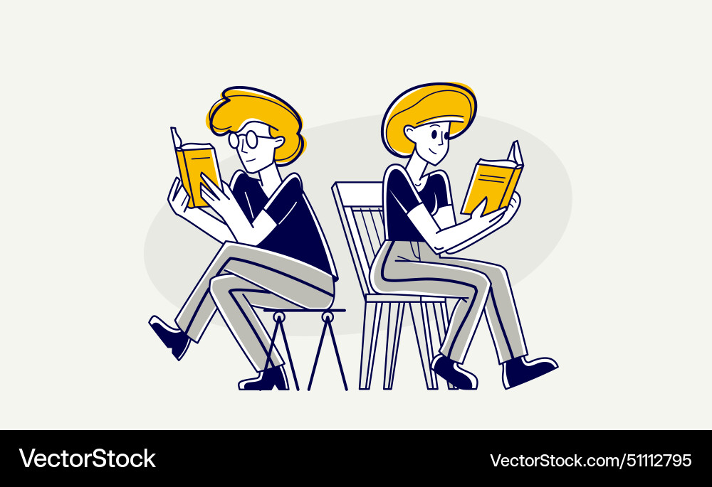 Reading book outline education self-education Vector Image