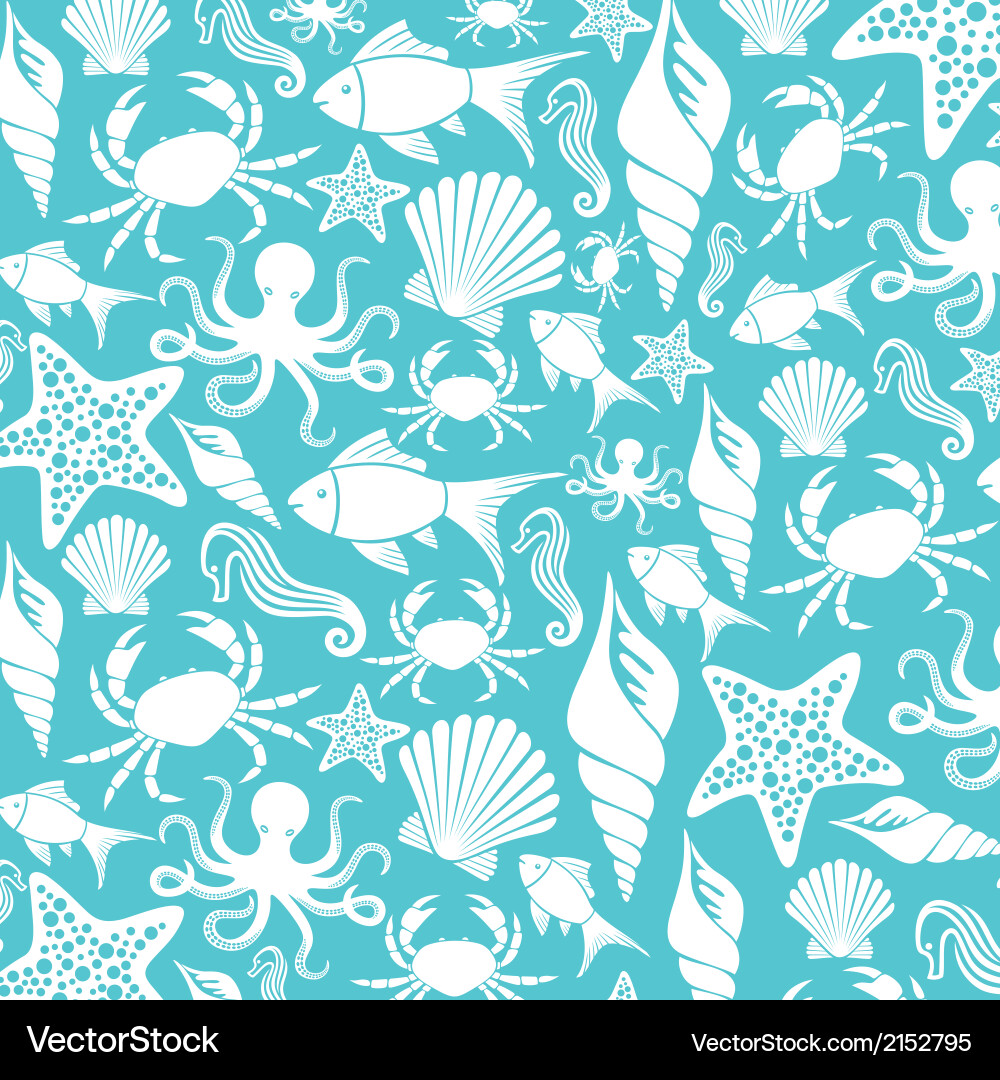 Sea life seamless pattern Royalty Free Vector Image