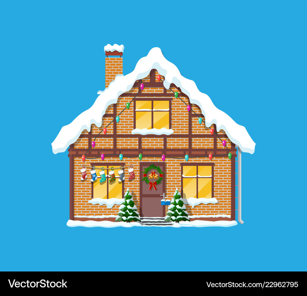 Suburban house covered snow Royalty Free Vector Image