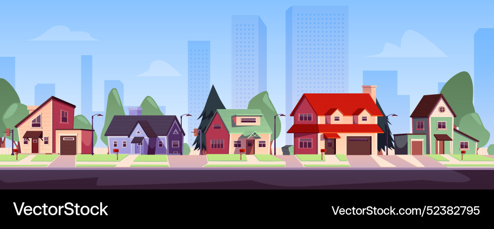 Suburban neighborhood Royalty Free Vector Image