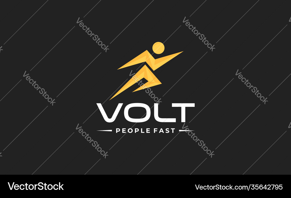 Yellow decorative volt logo Royalty Free Vector Image