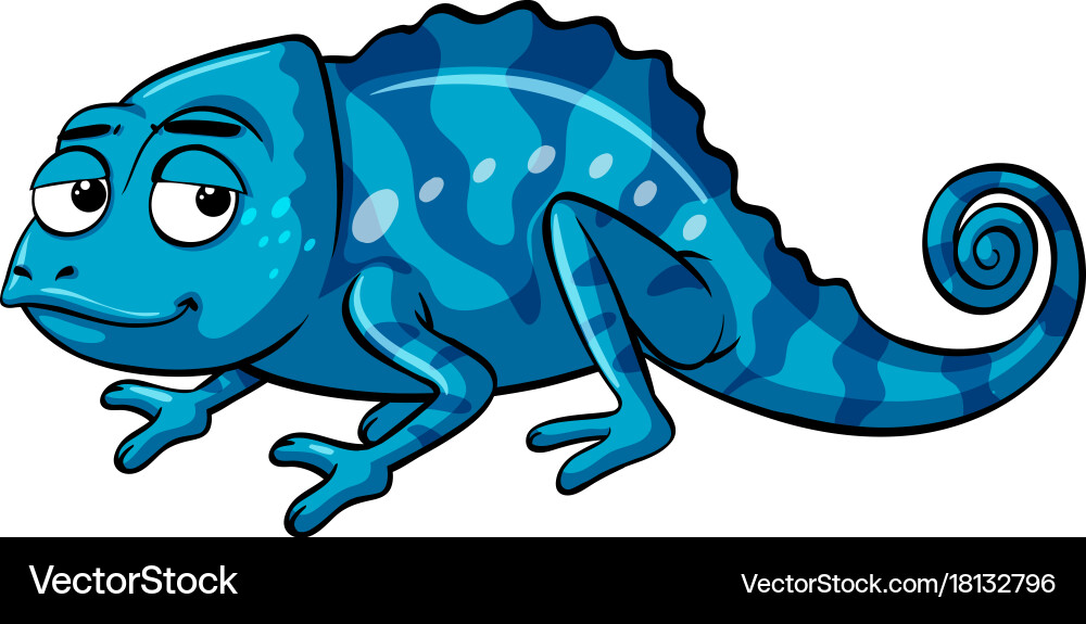 Blue lizard with happy face Royalty Free Vector Image